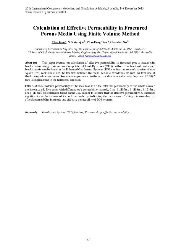 (PDF) Calculation of effective permeability in fractured porous media ...