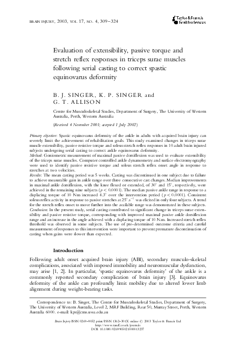 (PDF) Evaluation of extensibility, passive torque and stretch reflex ...