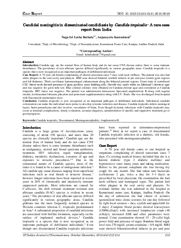 (PDF) Candidal meningitis in disseminated candidiasis by Candida ...