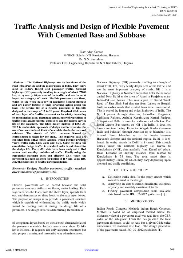 (PDF) Traffic Analysis and Design of Flexible Pavement With Cemented ...