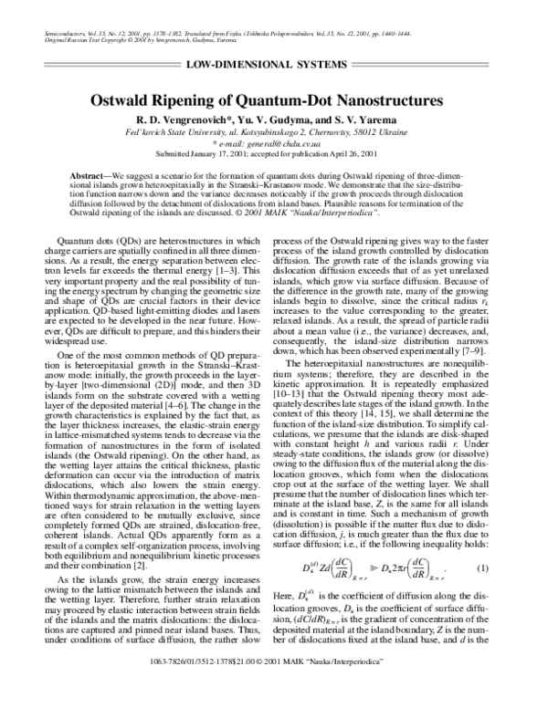 (PDF) Ostwald ripening of quantum-dot nanostructures