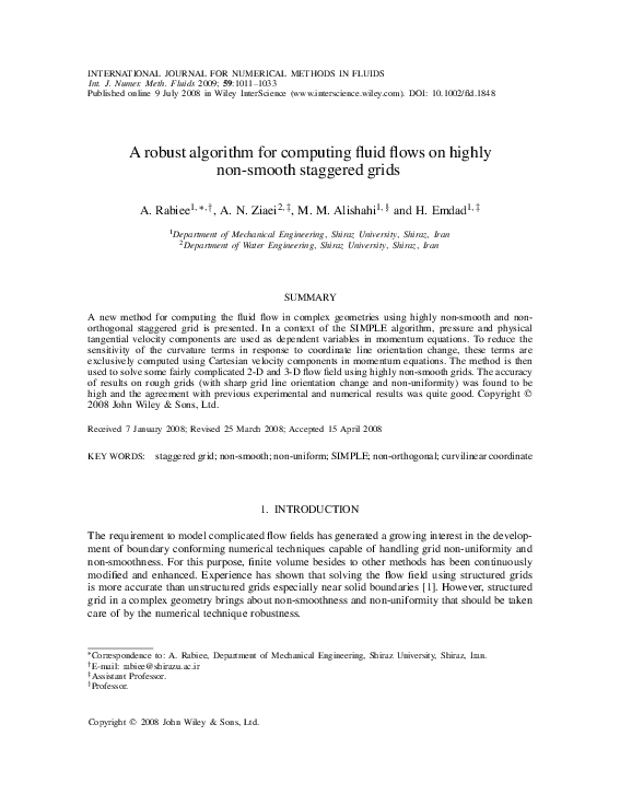 (PDF) A robust algorithm for computing fluid flows on highly non-smooth staggered grids
