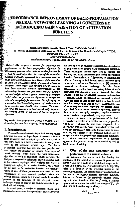 (PDF) Performance improvement of back propagation neural network learning algorithms by ...