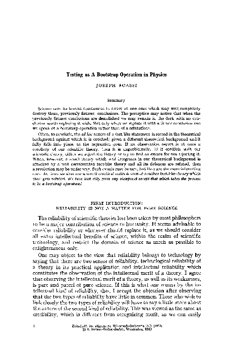 (PDF) Testing as a bootstrap operation in physics