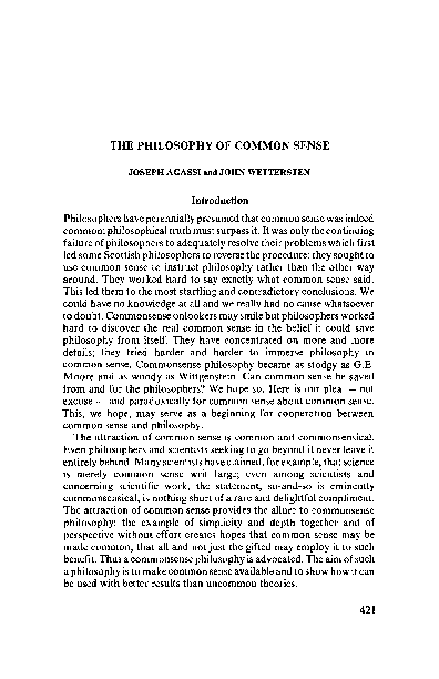 (PDF) The philosophy of common sense