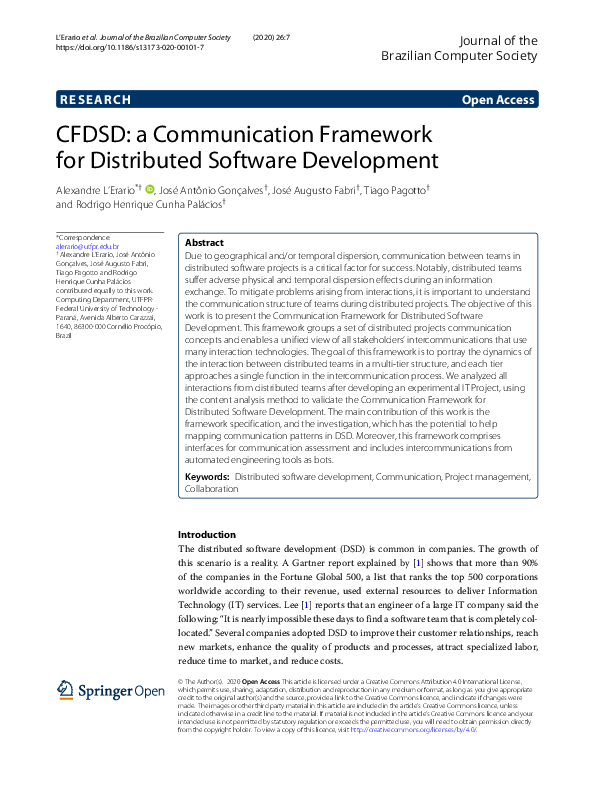 (PDF) CFDSD: a Communication Framework for Distributed Software Development