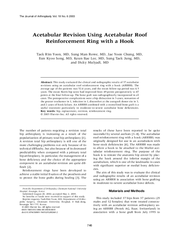 (PDF) Acetabular revision using acetabular roof reinforcement ring with ...