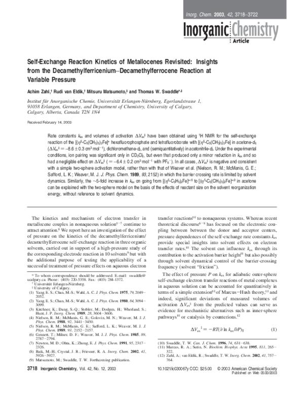 (PDF) Self-exchange reaction kinetics of metallocenes revisited ...