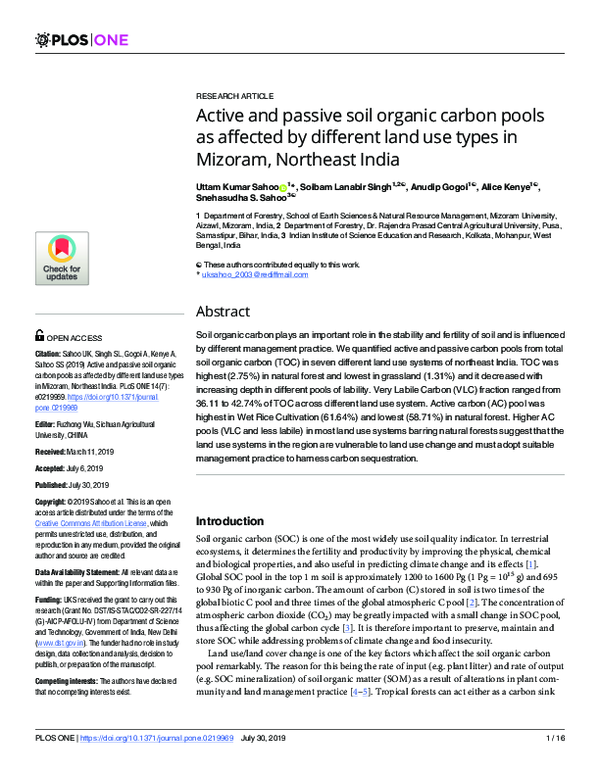(PDF) Active and passive soil organic carbon pools as affected by ...