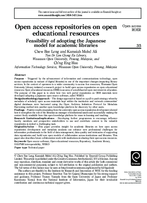 (PDF) Open access repositories on open educational resources