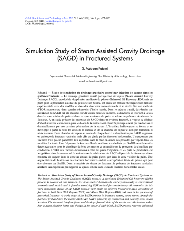 (PDF) Simulation Study of Steam Assisted Gravity Drainage (SAGD) in ...