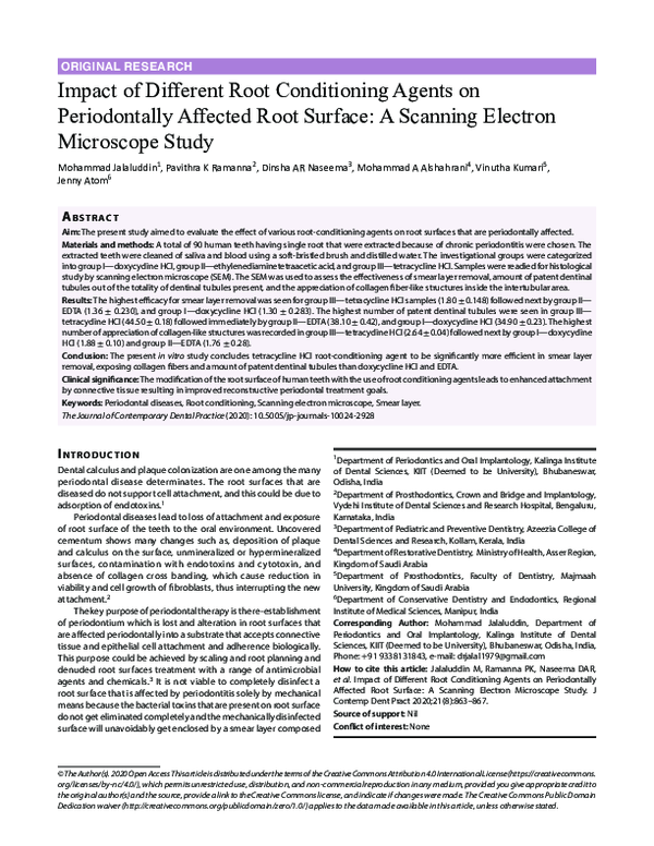 (PDF) Impact of Different Root Conditioning Agents on Periodontally ...