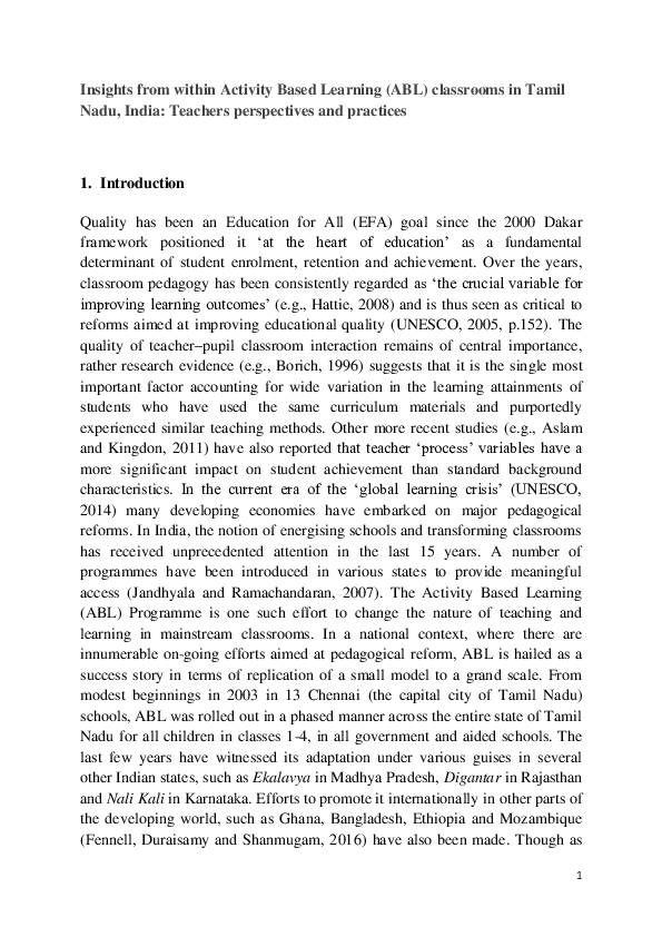 (PDF) Insights from within activity based learning (ABL) classrooms in ...
