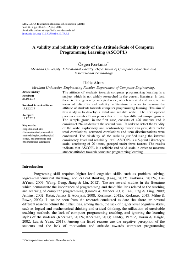(PDF) A validity and reliability study of the Attitude Scale of ...