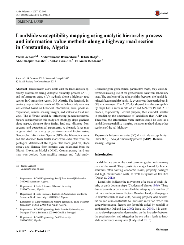 Pdf Landslide Susceptibility Mapping Using Analytic Hierarchy Process