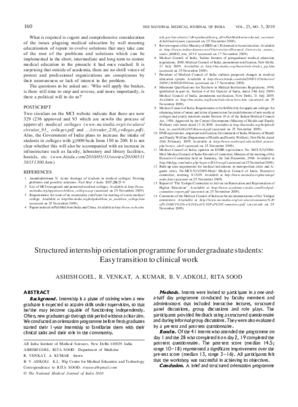 (PDF) Structured internship orientation programme for undergraduate ...