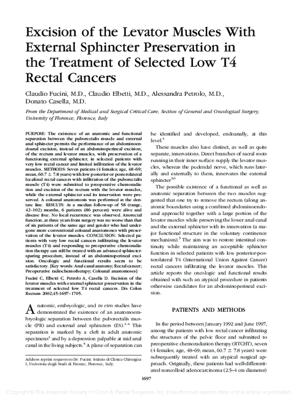 (PDF) Excision of the Levator Muscles With External Sphincter ...