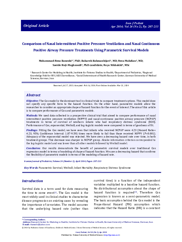 (PDF) Comparison of Nasal Intermittent Positive Pressure Ventilation ...