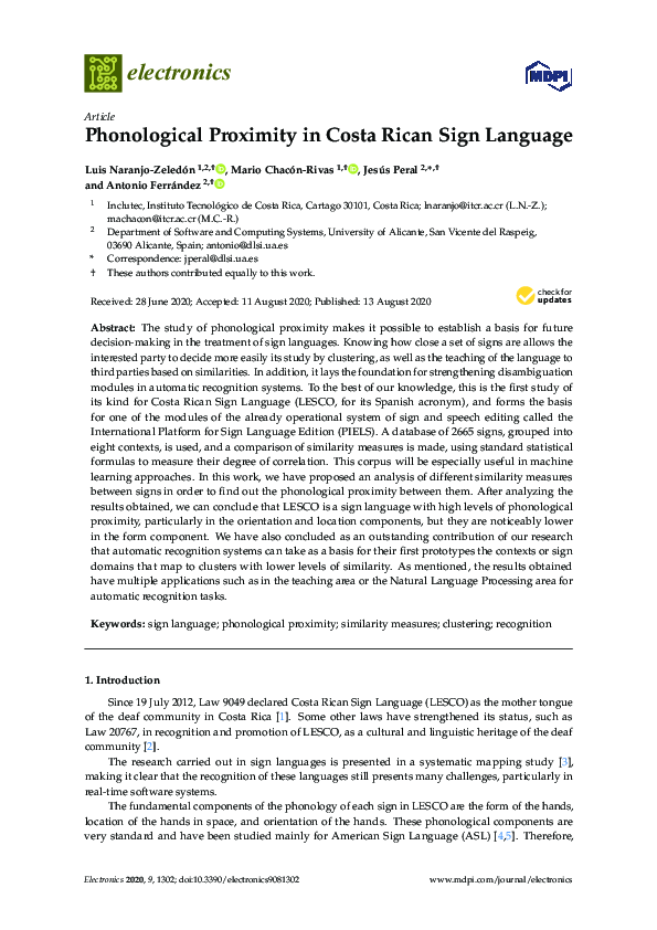 (PDF) Phonological Proximity in Costa Rican Sign Language