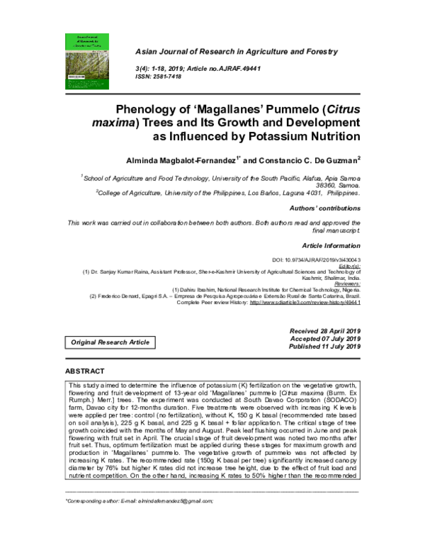 (PDF) Phenology of ‘Magallanes’ Pummelo (Citrus maxima) Trees and Its ...
