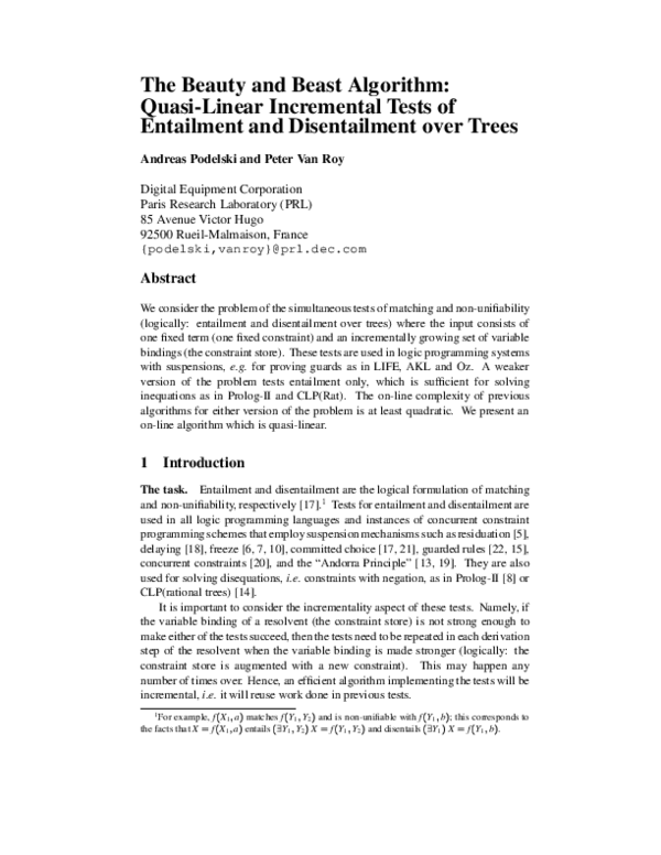 (PDF) The beauty and beast algorithm: quasilinear incremental tests of ...