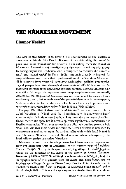 (PDF) The Nānaksar movement