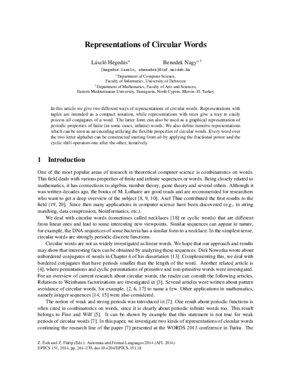(PDF) Representations of Circular Words