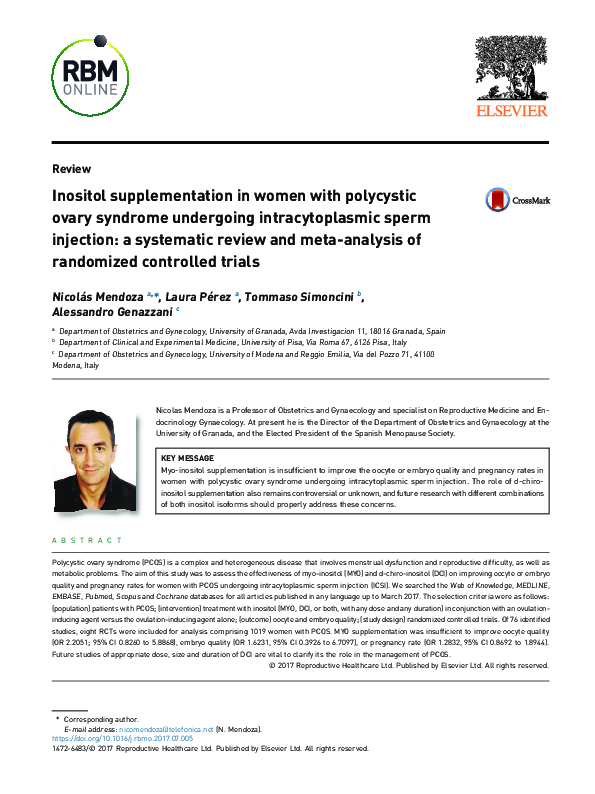 (PDF) Inositol supplementation in women with polycystic ovary syndrome ...