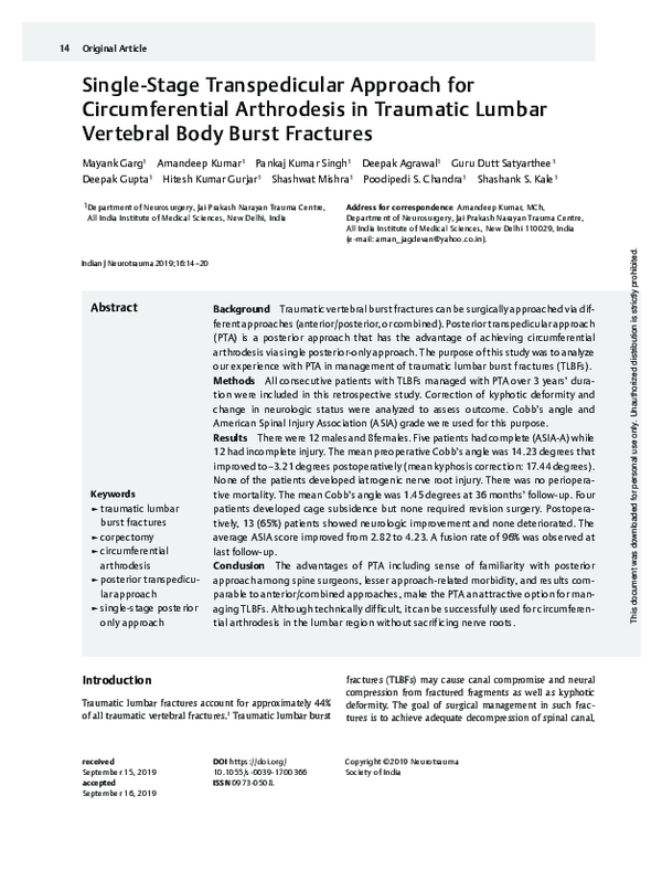 (PDF) Single-Stage Transpedicular Approach for Circumferential ...