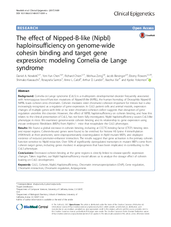 (PDF) The effect of Nipped-B-like (Nipbl) haploinsufficiency on genome ...