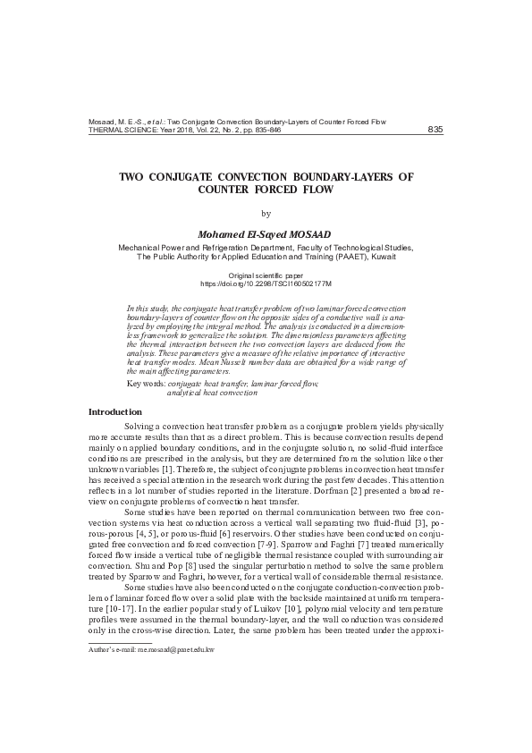 (PDF) Two conjugate convection boundary layers of counter forced flow