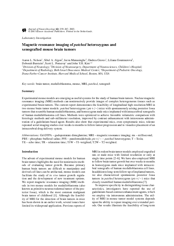 (PDF) Magnetic resonance imaging of patched heterozygous and ...