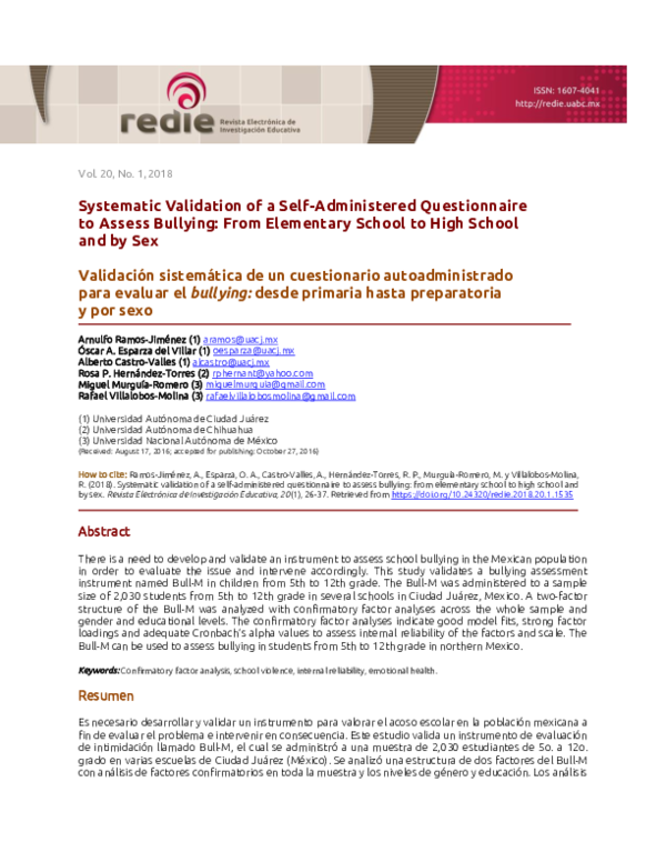 (PDF) Systematic Validation of a Self-Administered Questionnaire to ...