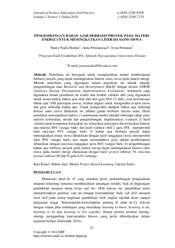 (PDF) Pengembangan Bahan Ajar Berbasis Proyek Pada Materi Energi Untuk Meningkatkan Literasi ...