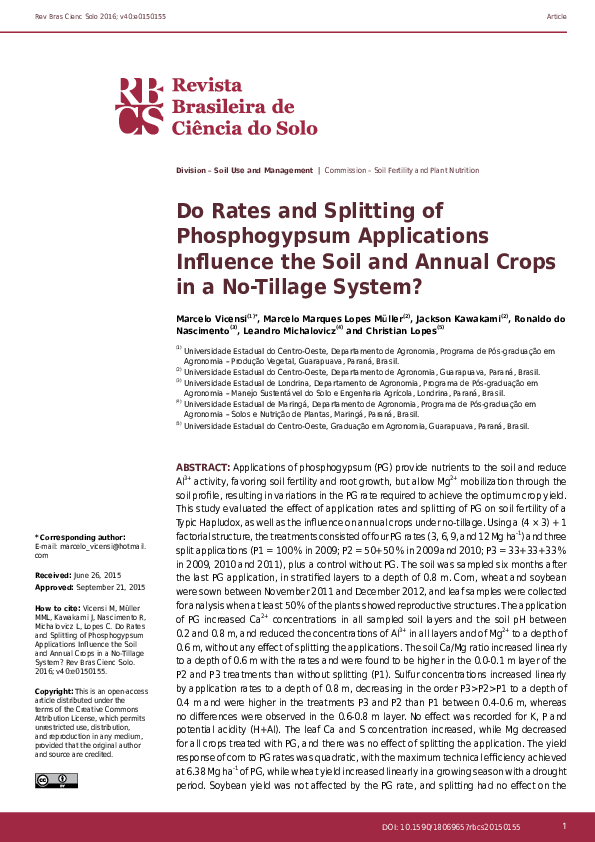 (PDF) Do Rates and Splitting of Phosphogypsum Applications Influence ...