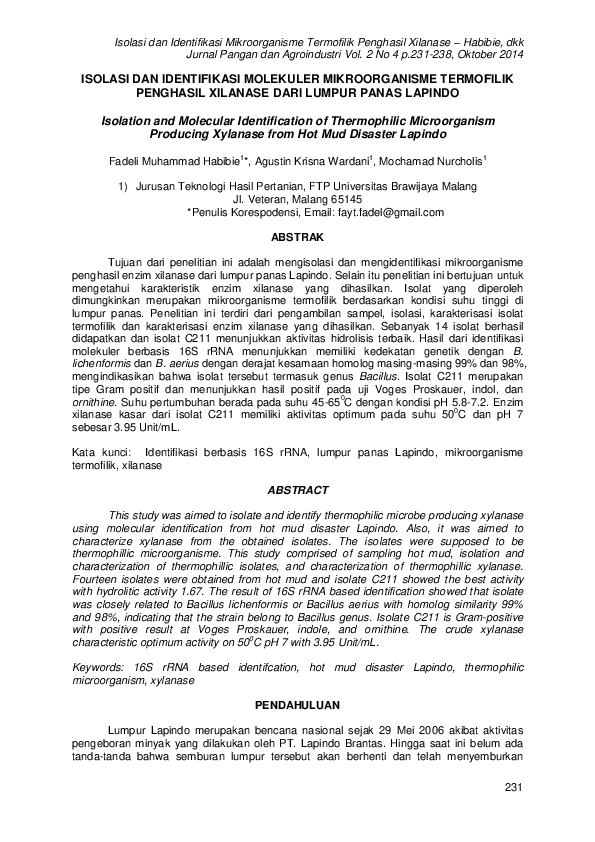 (PDF) Isolation and Molecular Identification of Thermophilic Microorganism Producing Xylanase ...
