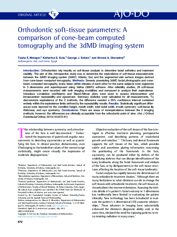 (PDF) Orthodontic soft-tissue parameters: A comparison of cone-beam ...