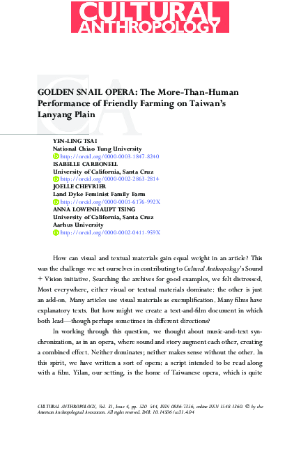 (PDF) Golden Snail Opera: The More-than-Human Performance of Friendly ...
