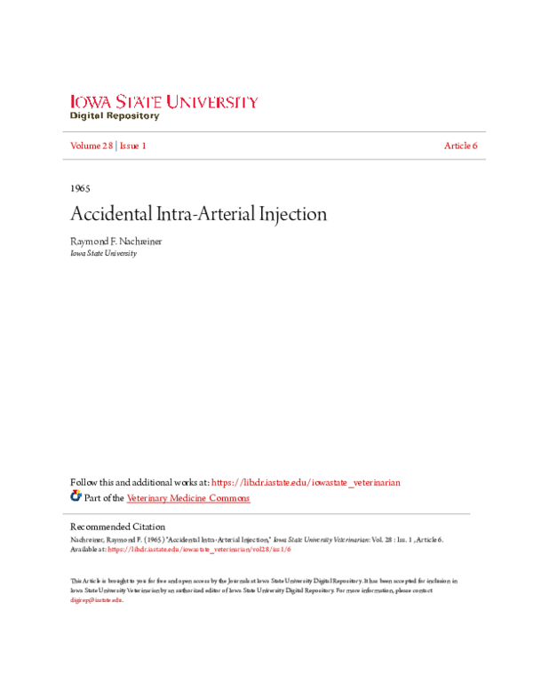 (PDF) Accidental Intra-Arterial Injection