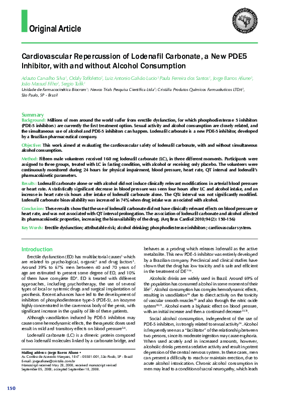 (PDF) Cardiovascular repercussion of lodenafil carbonate, a new PDE5 ...