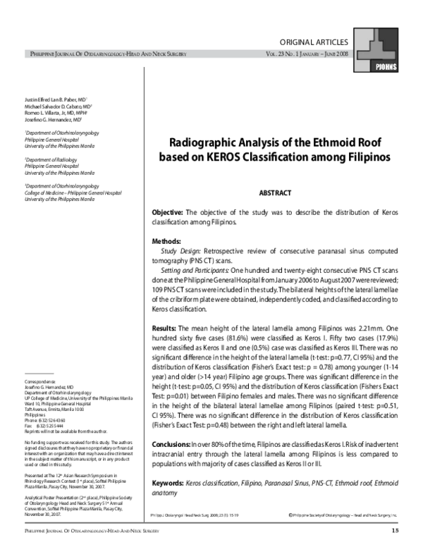 (PDF) Radiographic Analysis of the Ethmoid Roof based on KEROS ...