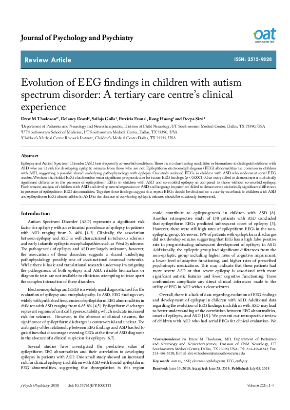 (PDF) Evolution of EEG findings in children with autism spectrum ...