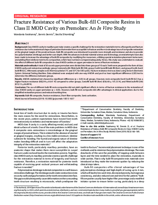(PDF) Fracture Resistance of Various Bulk-fill Composite Resins in ...