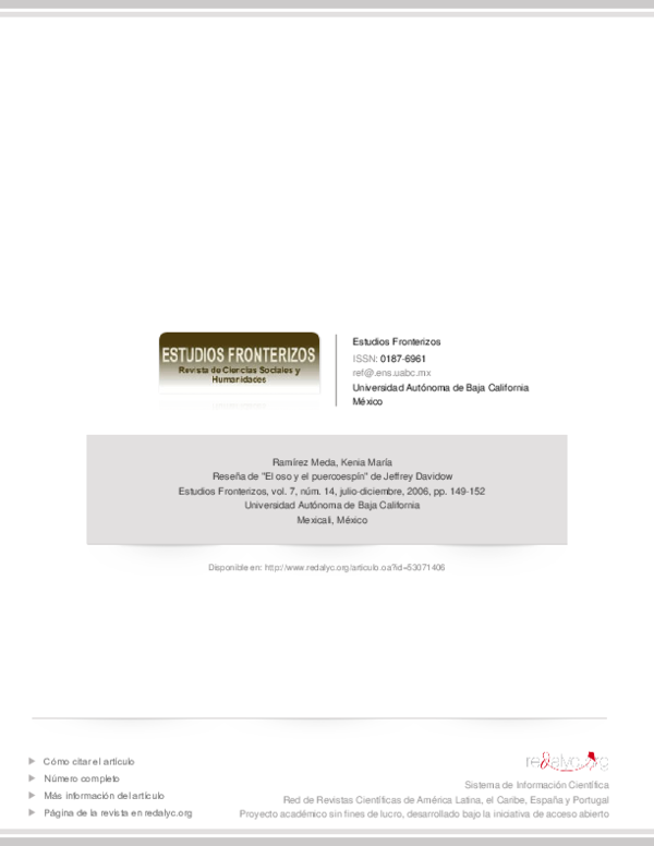 (PDF) Reseña de "El oso y el puercoespín" de Jeffrey Davidow