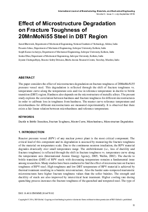 (PDF) Effect of Microstructure Degradation on Fracture Toughness of ...