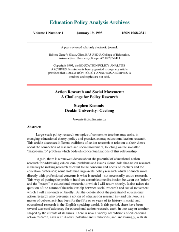 (PDF) Action Research and Social Movement