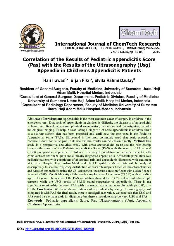 (PDF) Correlation of the Results of Pediatric appendicitis Score (Pas ...