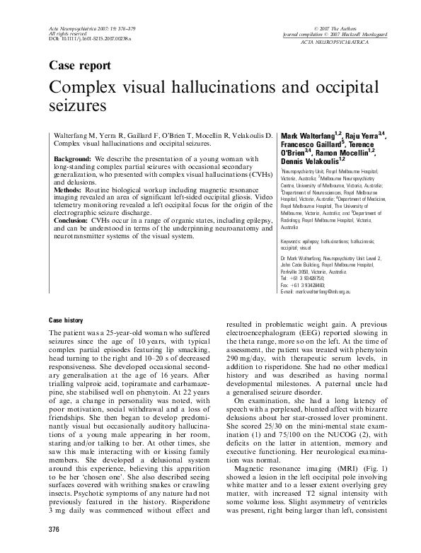 (PDF) Complex visual hallucinations and occipital seizures