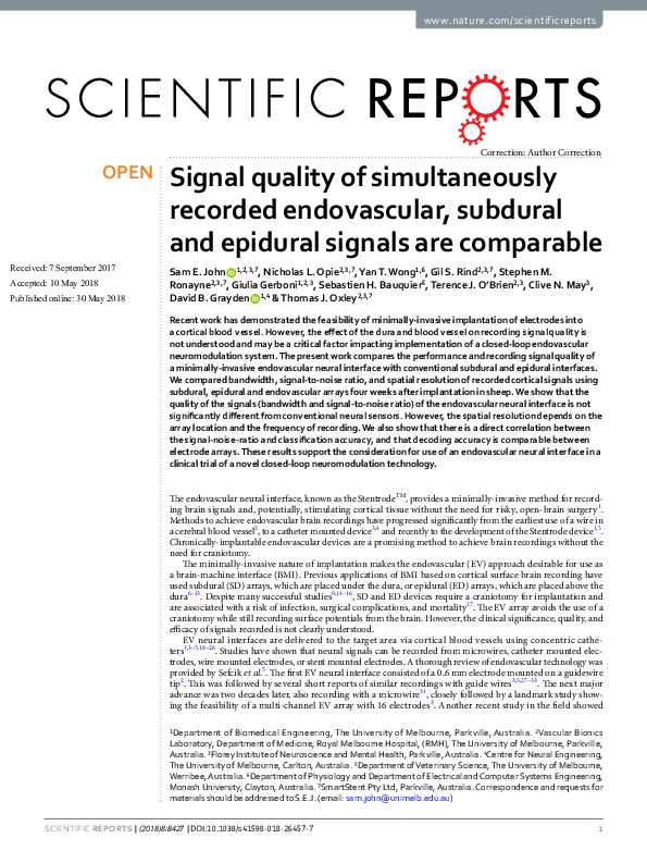 (PDF) Signal quality of simultaneously recorded endovascular, subdural and epidural signals are ...