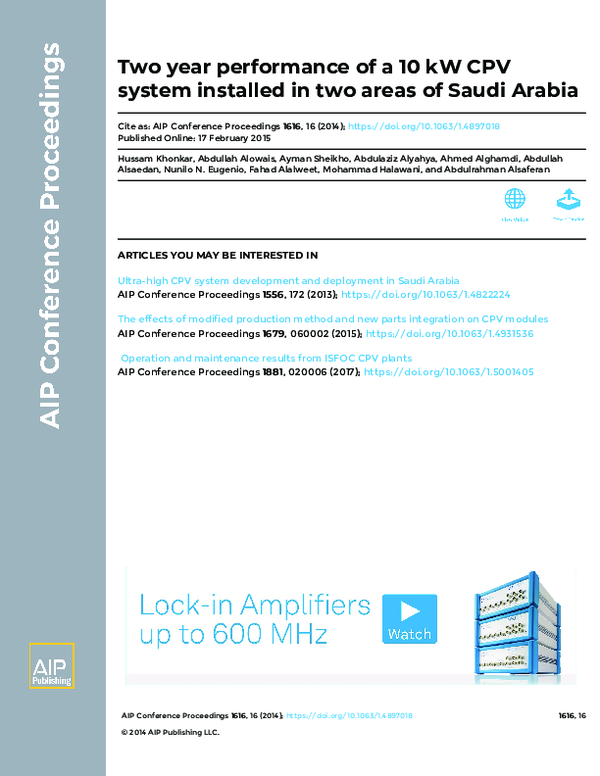 (PDF) Two year performance of a 10 kW CPV system installed in two areas ...